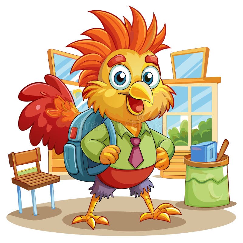 Frizzle Chicken Frantic Sits School Vector Stock Vector - Illustration ...