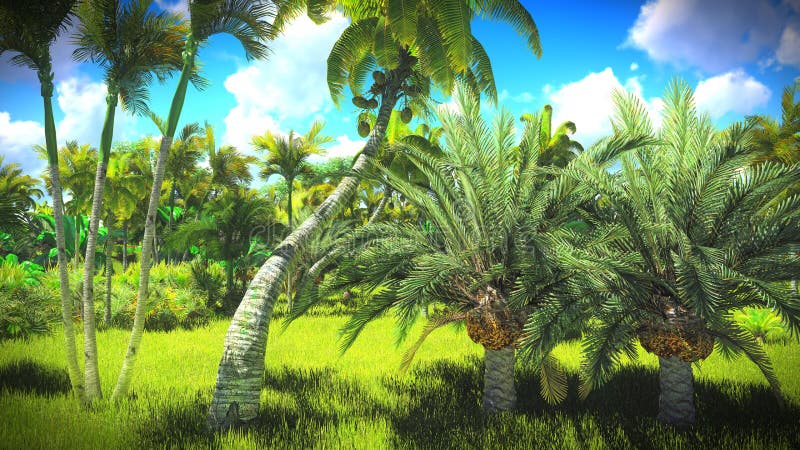 Frodig Vegetation I Djungel Stock Illustrationer - Illustration av ...