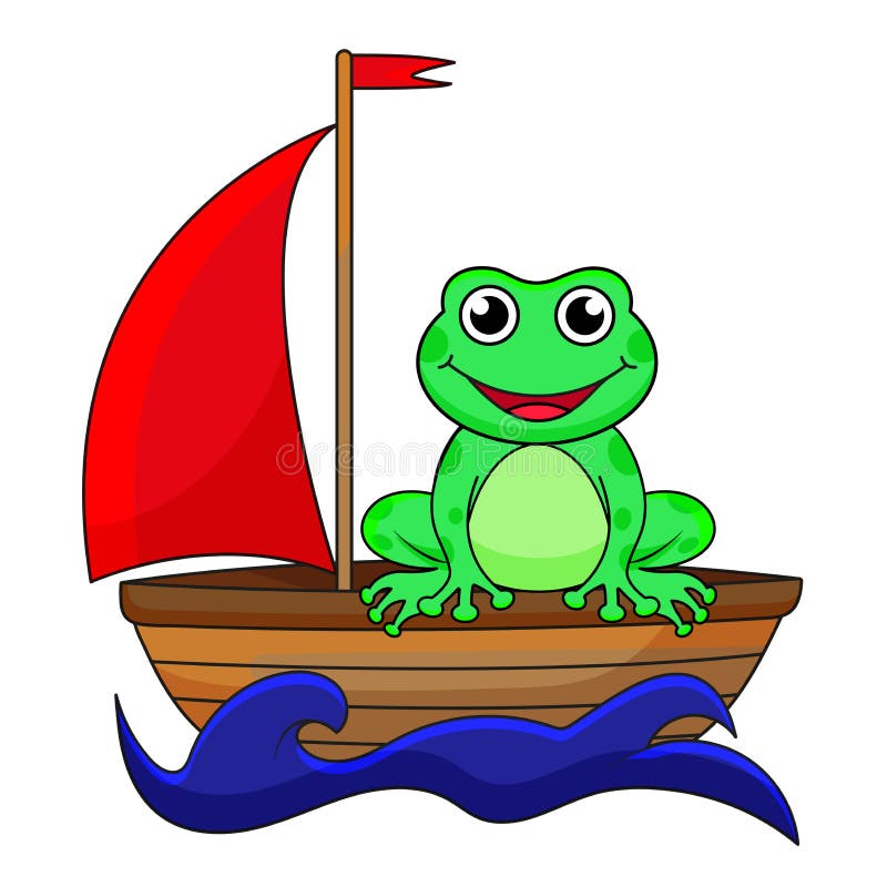 A Frog is Sitting on a Boat Stock Vector - Illustration of amphibian ...
