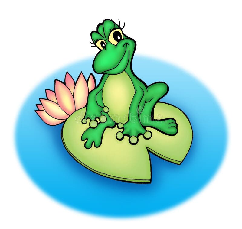 Funny Frog Cartoon Sitting Above Inflatable Pool with Water Splash ...