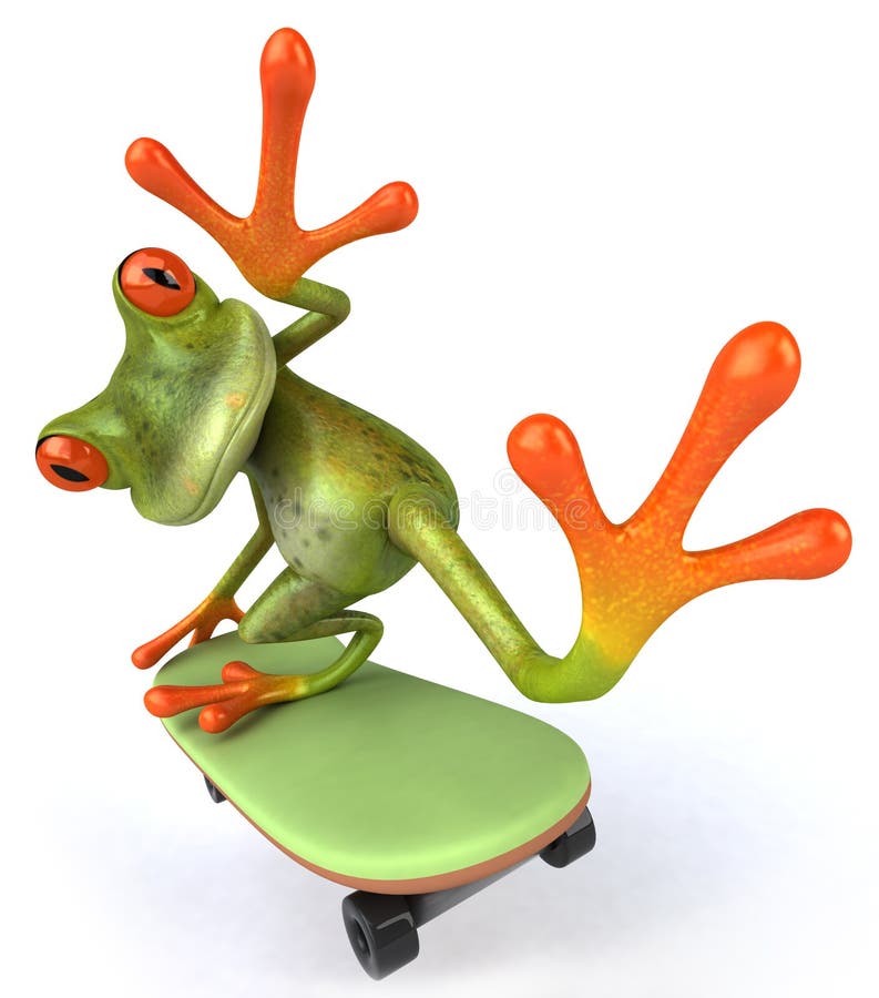 Frog on a skateboard stock illustration. Illustration of ecosystem ...