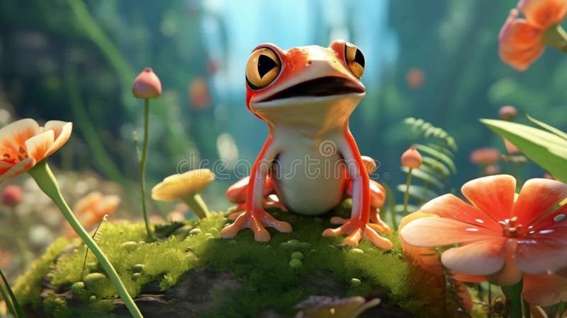 Frog Animation in Cartoon Style Stock Footage - Video of happy ...