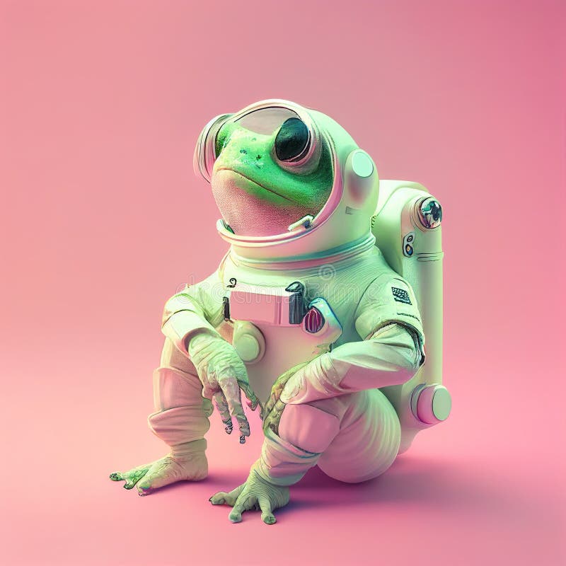 Frog Astronaut in a Space Suit, Generative Ai Stock Illustration ...