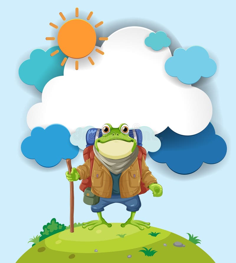 Frog with Backpack Ready for Adventure Stock Vector - Illustration of ...