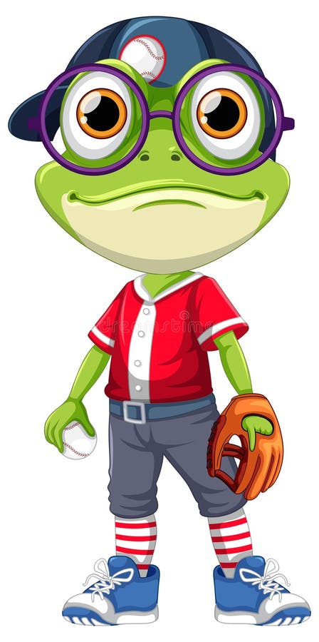Frog in baseball attire stock vector. Illustration of recreation ...