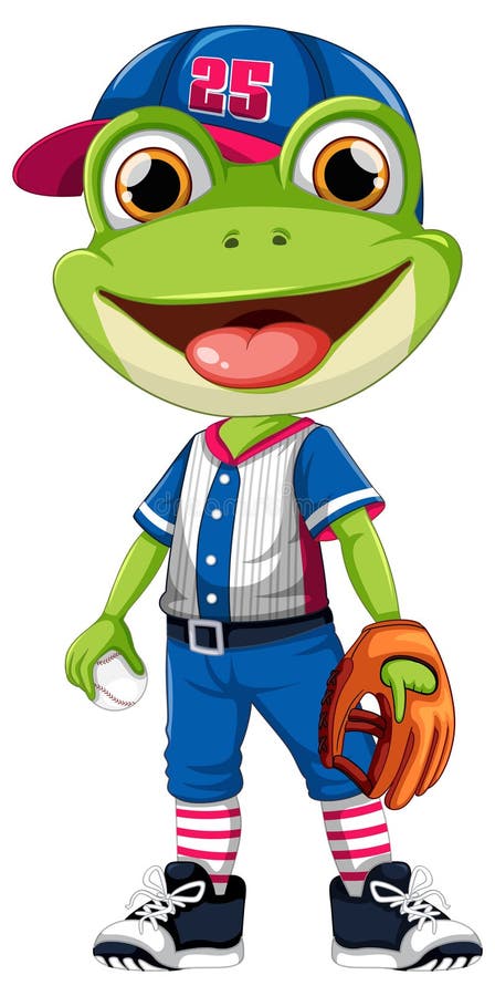 Frog in baseball uniform stock vector. Illustration of colorful - 318450024