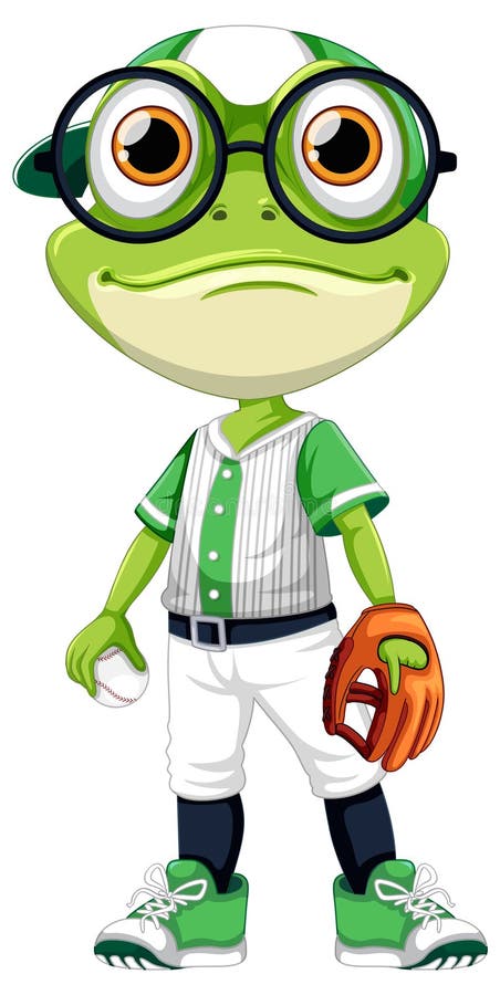 Frog in Baseball Uniform with Glove Stock Vector - Illustration of ...