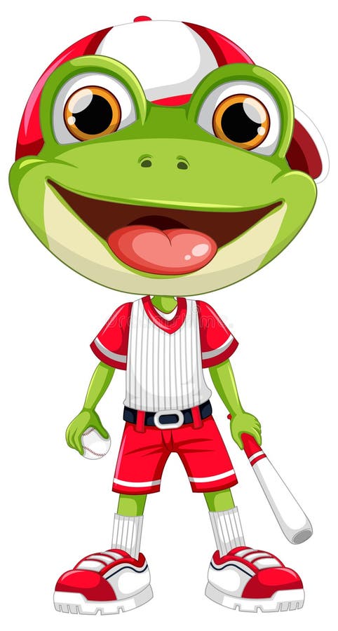 Frog in Baseball Uniform Holding Bat Stock Vector - Illustration of ...