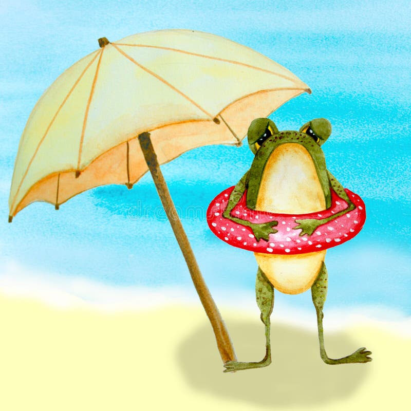 Frog on the beach stock vector. Illustration of summer - 14468098