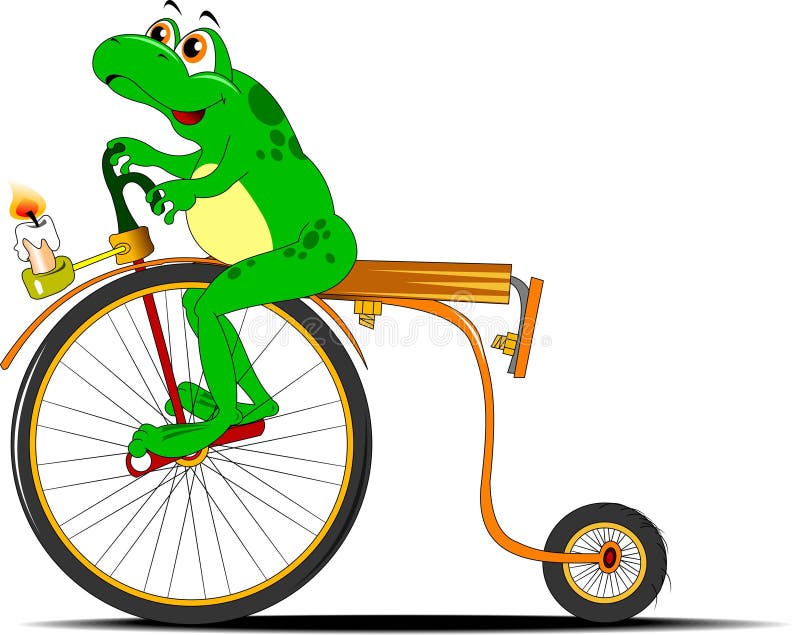 Frog on a bicycle stock illustration. Illustration of extreme - 85601296