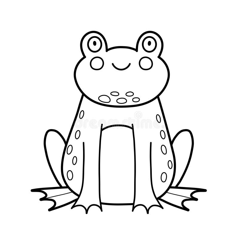 Cute Black and White Frog in Cartoon Style. Smiling Toad Isolated in ...