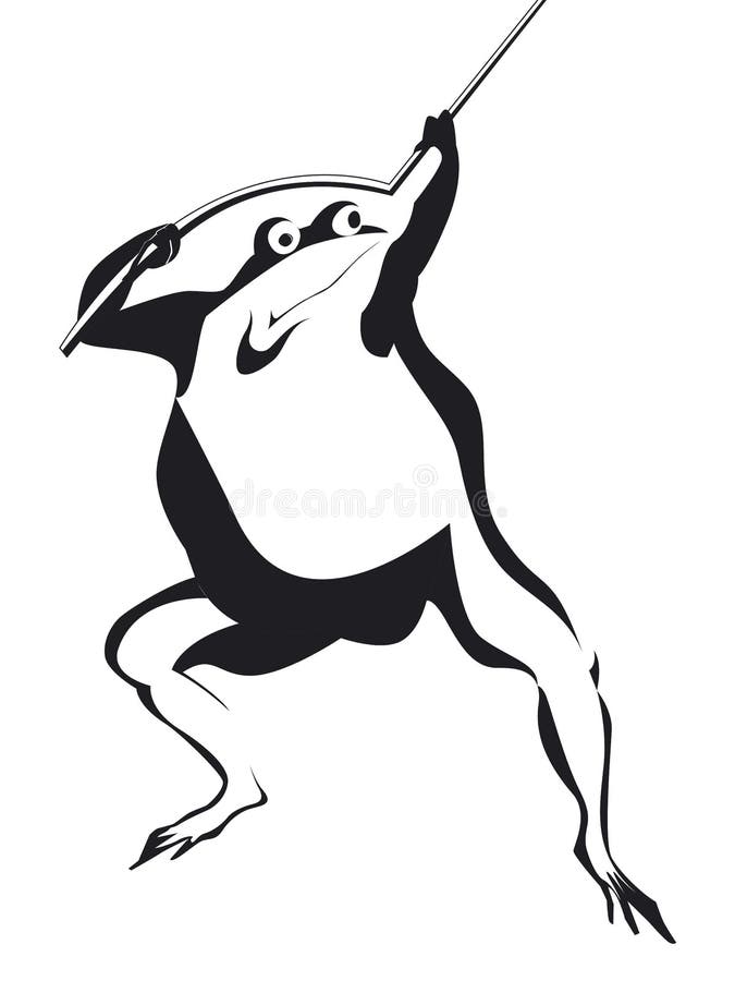 Frog with Cue Stick stock vector. Illustration of comic - 5230951