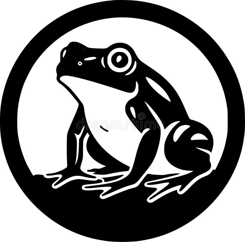 Frog - Black and White Vector Illustration Stock Vector - Illustration ...