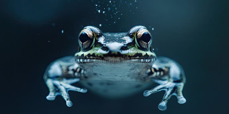 Bottom View of a Frog Underwater, with Webbed Feet Spread Wide and ...