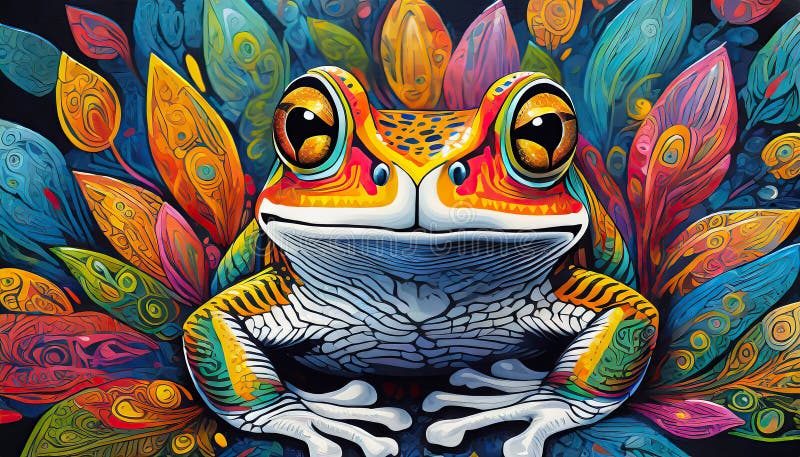 Frog Bright Colorful and Vibrant Poster Illustration Stock Illustration ...