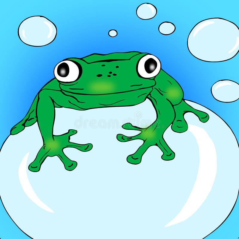 Frog on a bubble. stock illustration. Illustration of freehand - 14614103