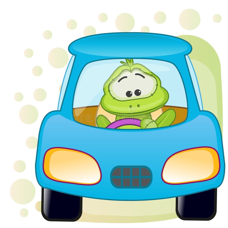 Frog in a car stock vector. Illustration of cute, graphic - 43297516