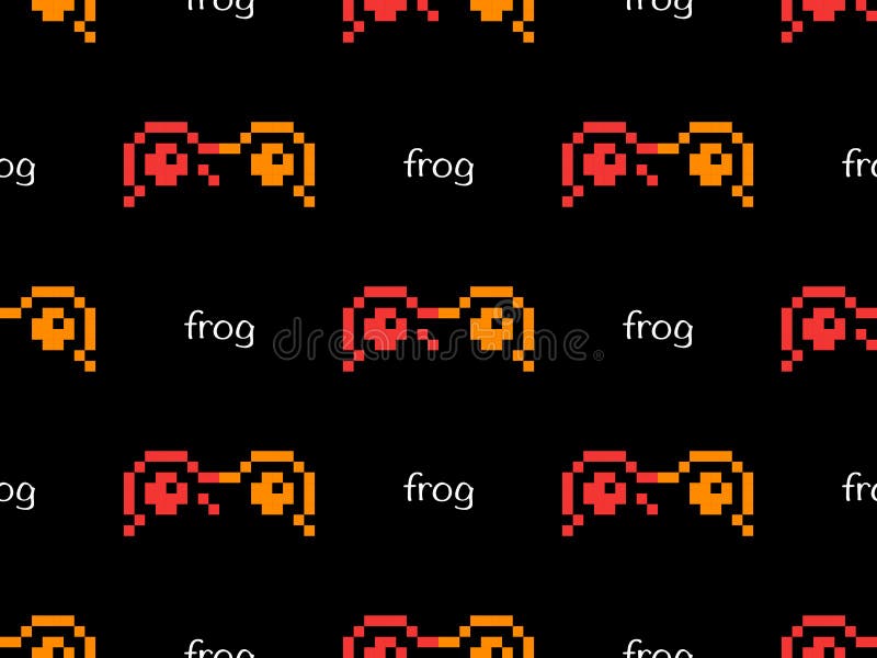Frog Seamless Pattern on Black Background. Pixel Style Stock Vector ...