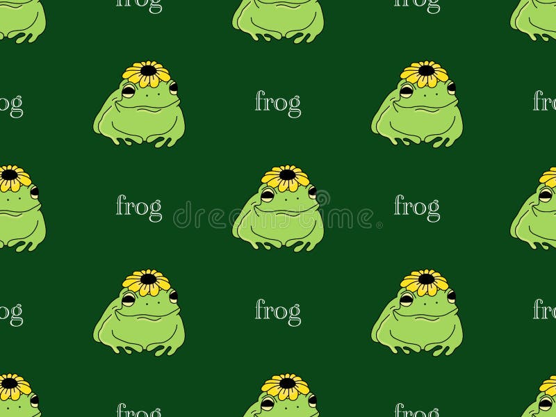 Frog Seamless Pattern on Green Background Stock Illustration ...