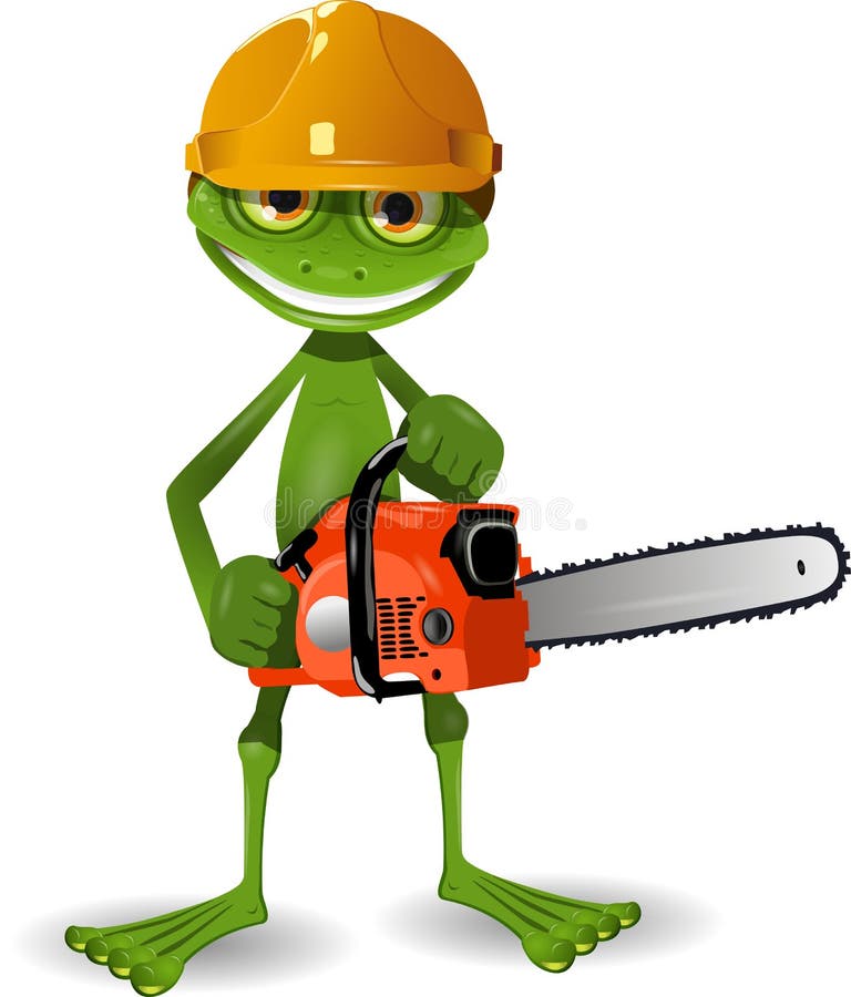 Frog with a chainsaw stock vector. Illustration of frog - 28561527