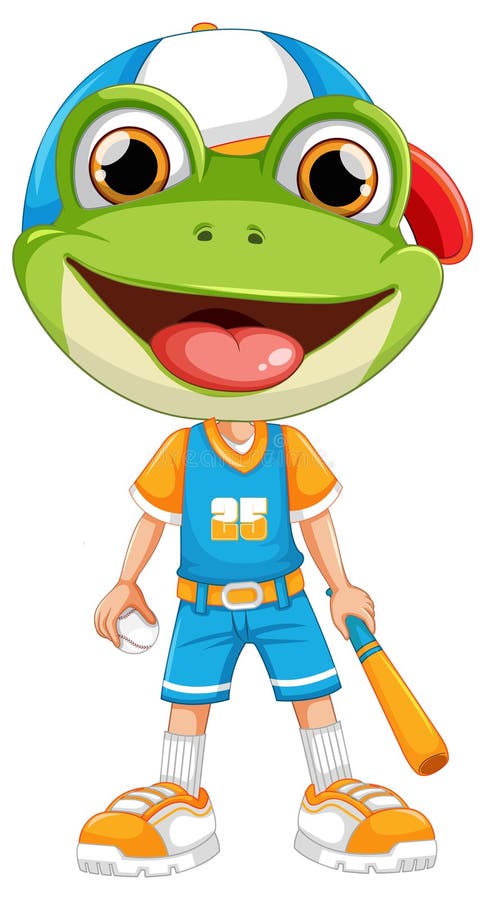 A Frog Character in Baseball Attire Stock Vector - Illustration of ...