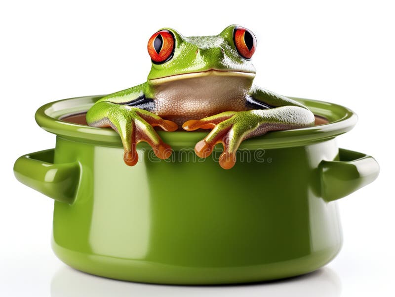Ai Generated Illustration Wildlife Concept of Frog in Cooking Pot ...
