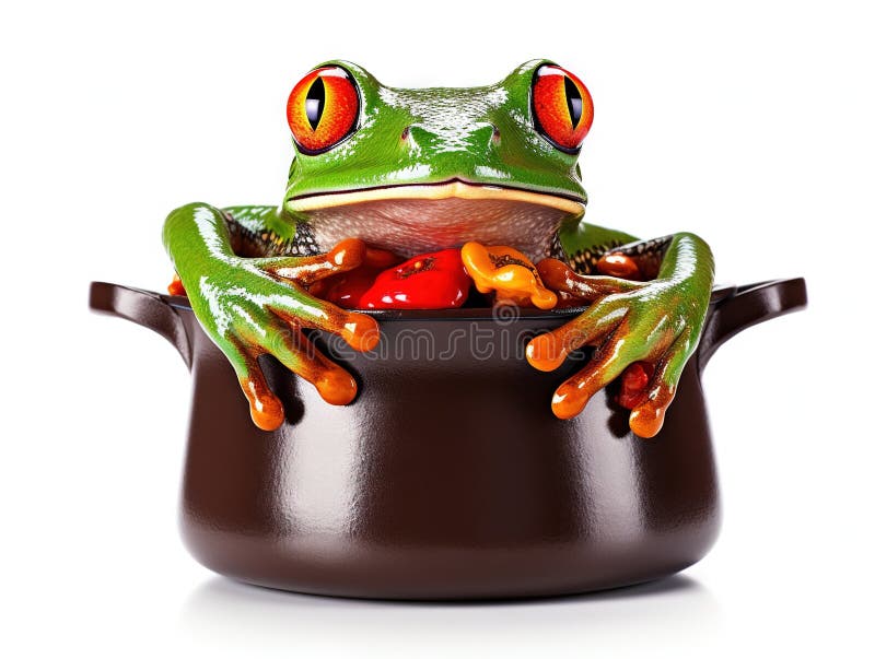 Ai Generated Illustration Wildlife Concept of Frog in Cooking Pot ...