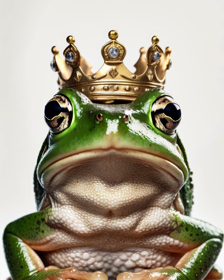 Frog with Crown on Its Head and White Diamond Band Around it S Mouth ...