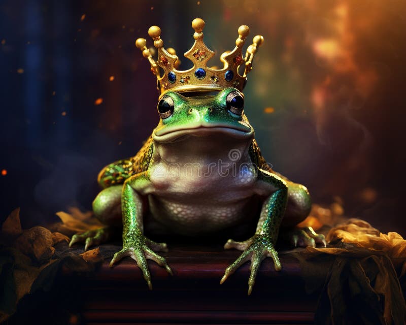 Frog with a Crown Sits in a Throne. Stock Illustration - Illustration ...