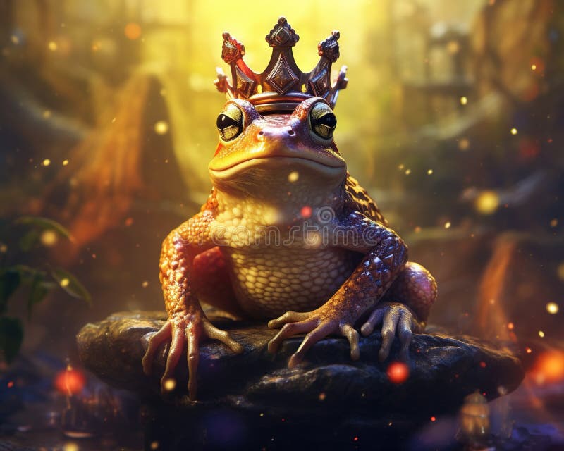 Frog with a Crown Sits in a Throne. Stock Illustration - Illustration ...