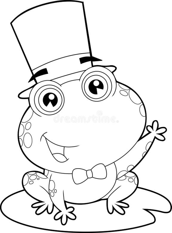 Outlined Groom Frog Cartoon Character Waving Stock Vector ...