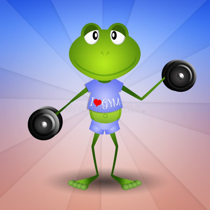 Frog lifting the cardboard stock vector. Illustration of flexibility ...