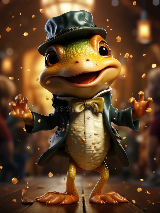 A Frog Dressed in a Top Hat and Coat Stock Illustration - Illustration ...