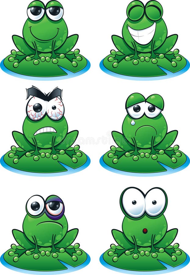 Frog Emoticon Set stock vector. Illustration of miserable - 102641990