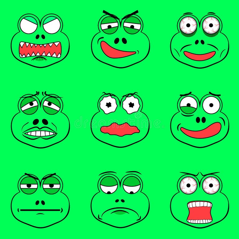 Fun Frog Emoticon Set with Different Expression Stock Vector ...