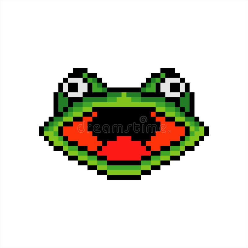 Frog Face Head with Pixel Art Stock Vector - Illustration of minimalism ...