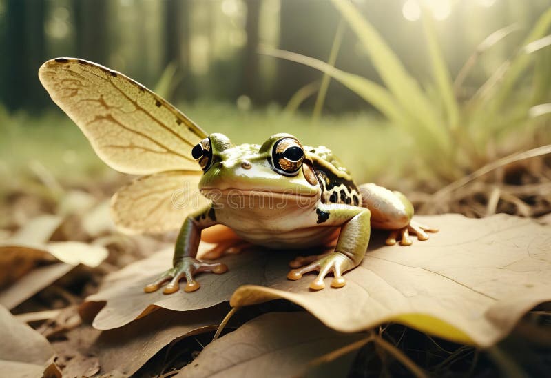 Frog with Fairy Wings in the Wild Stock Illustration - Illustration of ...