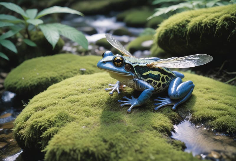 Frog with Fairy Wings in the Wild Stock Illustration - Illustration of ...