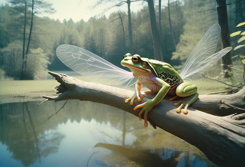 Frog with Fairy Wings in the Wild Stock Illustration - Illustration of ...