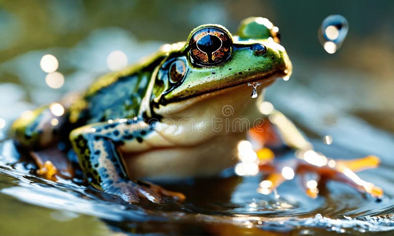 Frog Falls into Water with a Splash of Splashes Stock Illustration - Illustration of amphibian ...