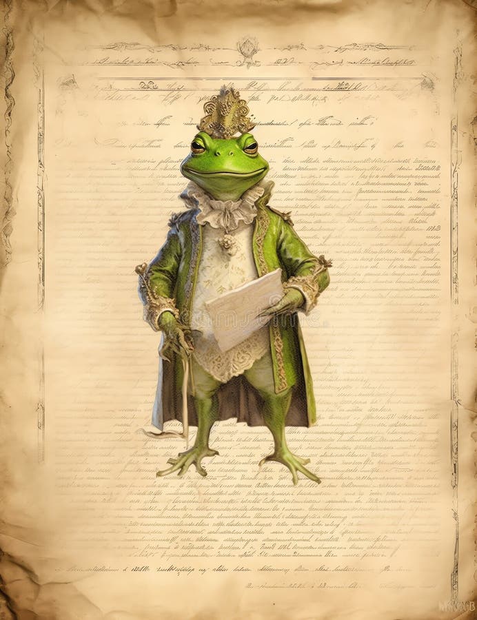 Frog Fantasy Old Paper, Junk Journal Digital Paper Stock Illustration ...