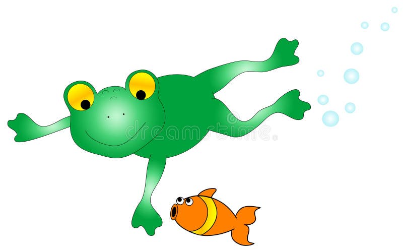 Frog and Fish Graphic stock illustration. Illustration of colorful ...