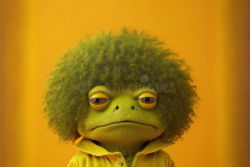 Frog with Fluffy Hairstyle. Created with Generative AI Technology Stock ...