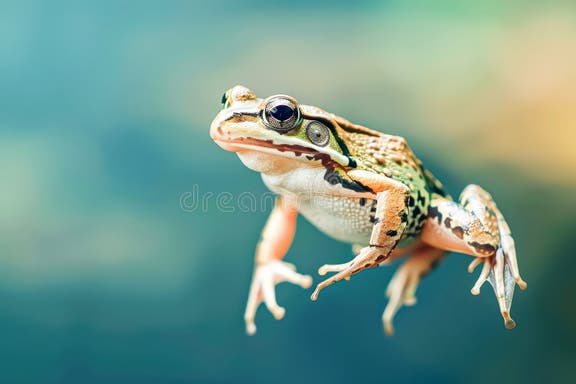 Frog is flying in the air stock image. Image of frog - 372601483