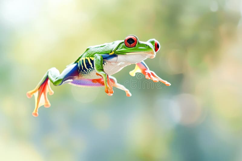 Frog is Flying through the Air with Its Eyes Open Stock Photo - Image ...