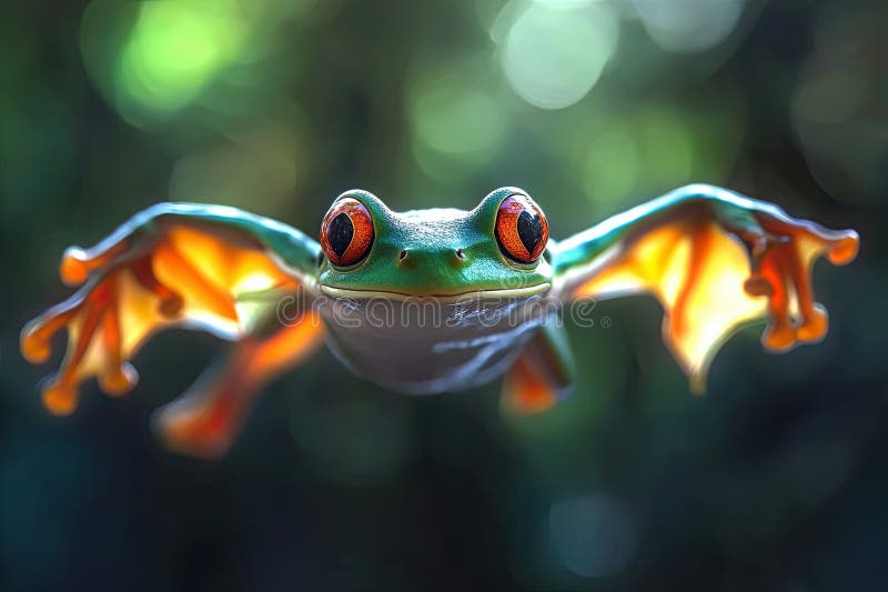 Frog Flying Animal Illustration Caricature Generative AI Stock ...