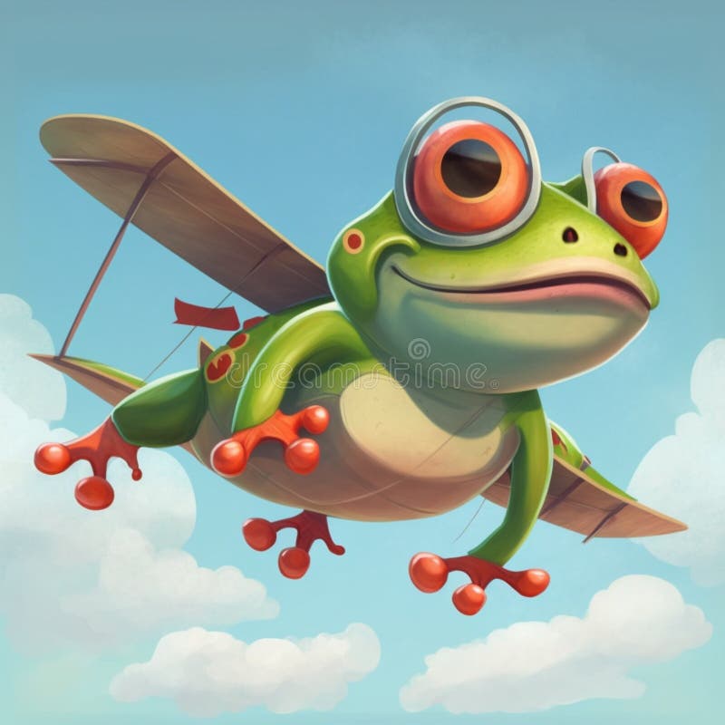 Frog Flying in the Sky Ai Generative Stock Illustration - Illustration ...