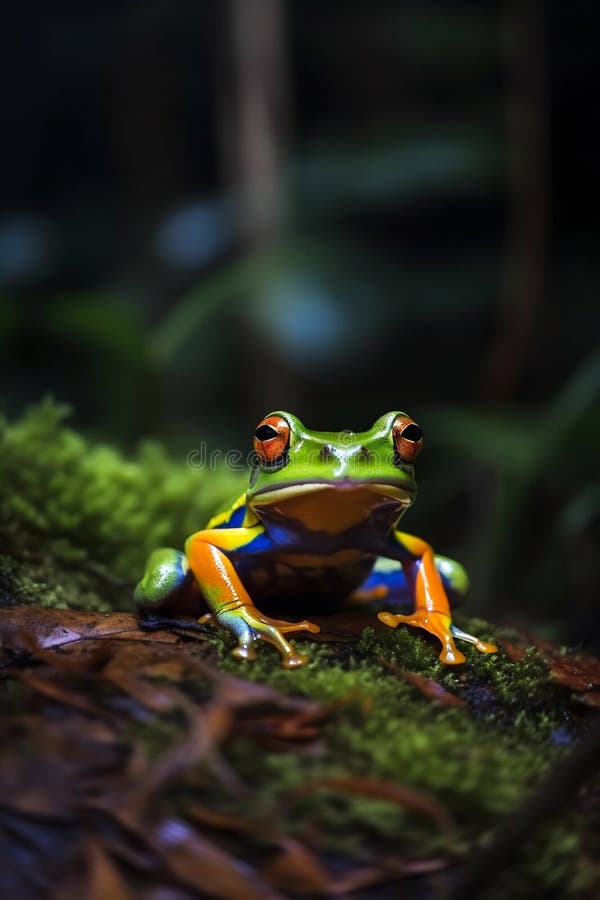 Frog in the Forest Closeup. Generative AI Stock Illustration ...