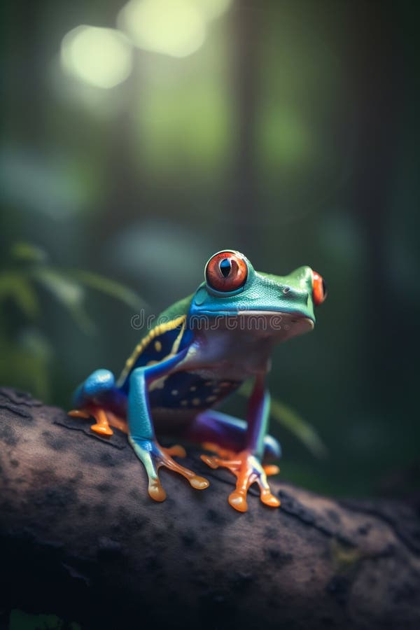 Frog in the Forest Closeup. Generative AI Stock Illustration ...