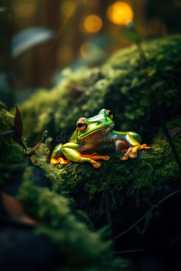 Frog in the Forest Closeup. Generative AI Stock Illustration ...